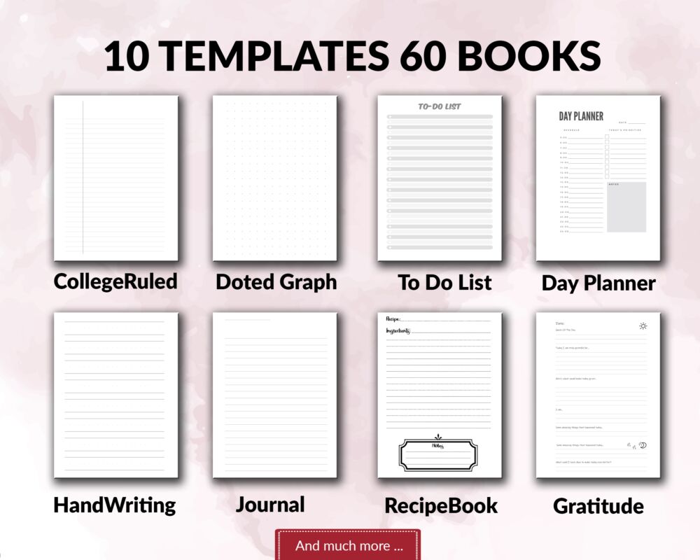 KDP Mega Bundle 10 Templates 60 interiors Lined Pages