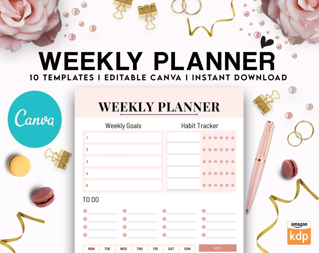10 Editable Canva Daily Planner Templates for Journal, Weekly planner ...