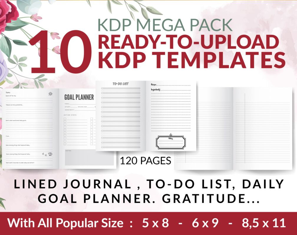 KDP Mega Bundle 10 Templates 60 interiors Lined Pages