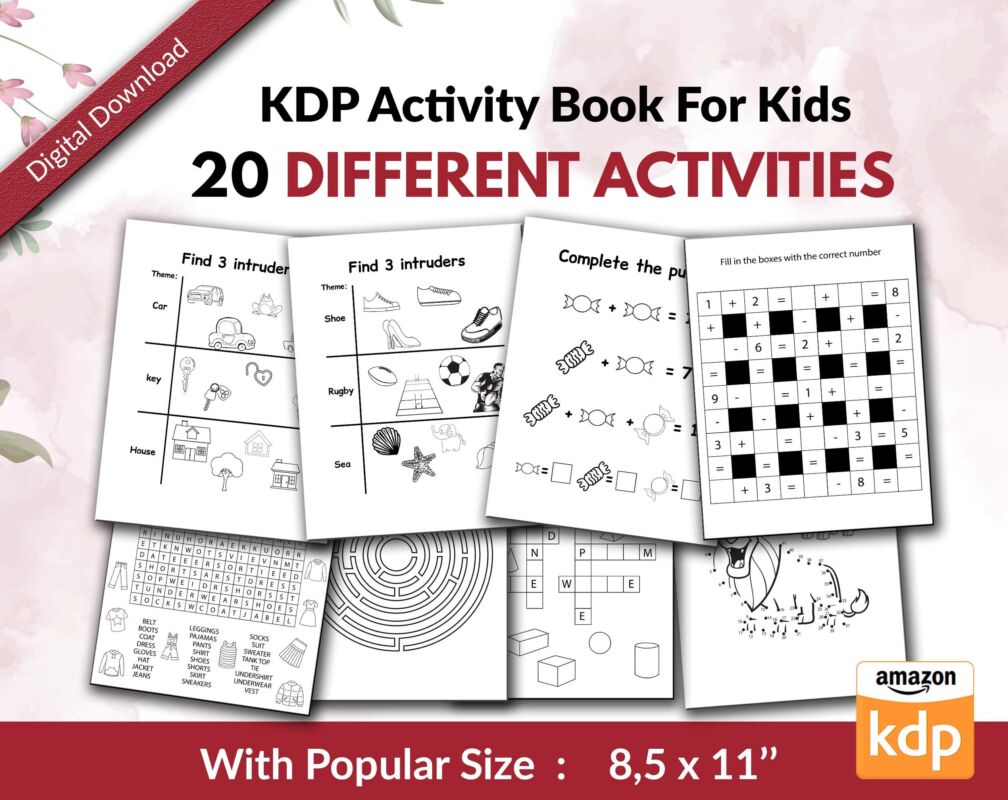 20-Page KDP Children's Book Template with 20 Unique Activities - 8.5x11 ...
