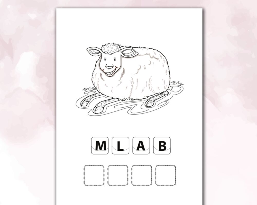 Spelling Words Scramble Book KDP interior Kids Activity Book 8.5x11" PDF