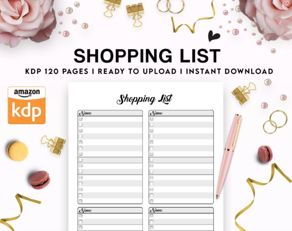 Shopping List Journal 120 pages, KDP 6x9" 8.5x11