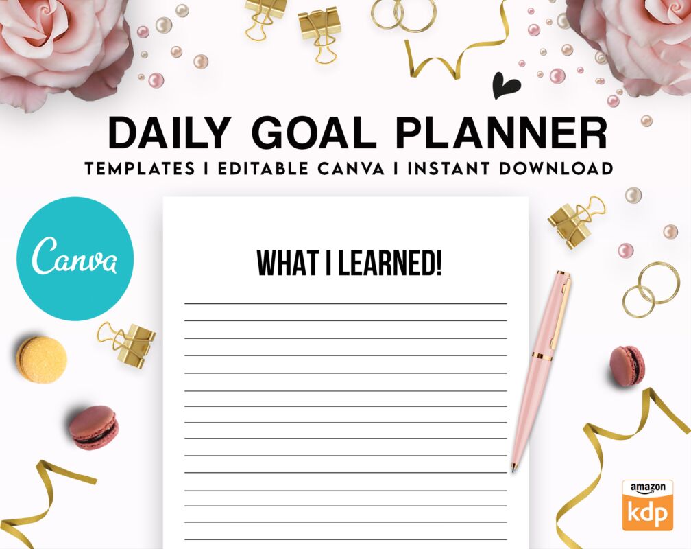 Daily Goal Planner: Achieve Your Daily Goals with our 5 Canva Editable ...
