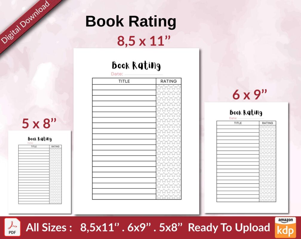 Book Rating Journal: 120 PDF Pages for Tracking and Rating your reading ...