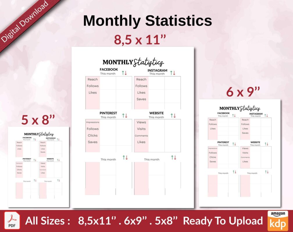Monthly Statistics KDP interior Ready To Upload, Sizes 8.5x11 6x9 5x8 ...