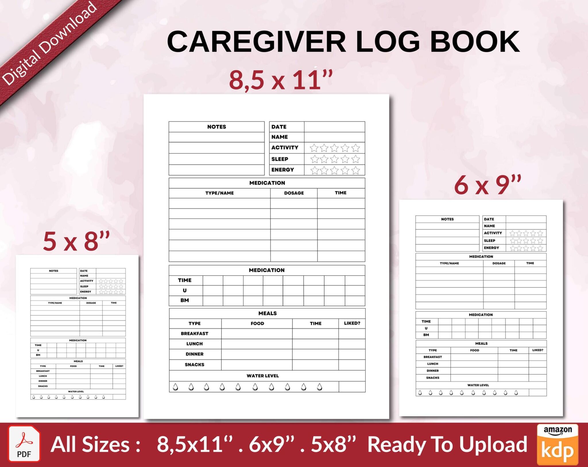 Caregiver Notebook PDF: 120-page Log Book for Efficient Care Tracking ...