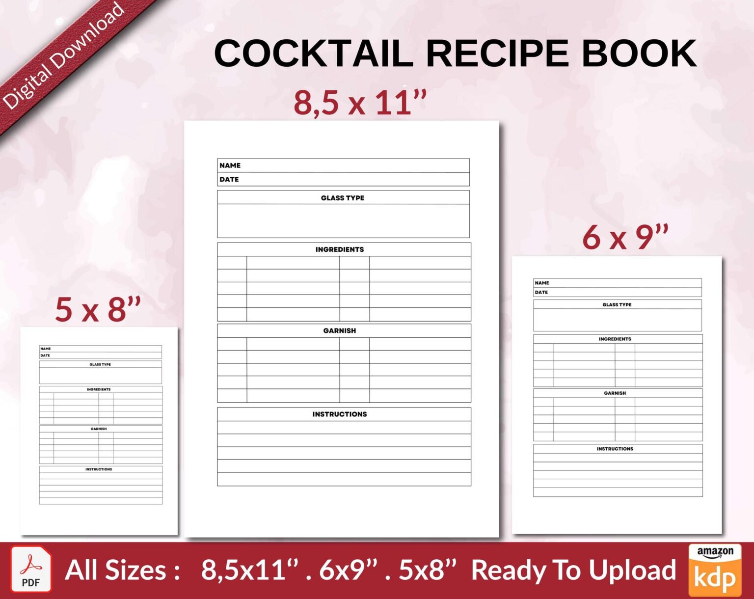 Cocktail Recipe Book | Premium KDP Ready-to-Upload PDF