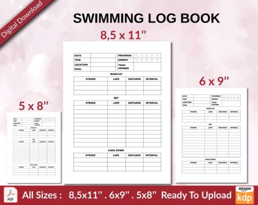 SWIMMING LOG BOOK 120 pages Ready to Upload PDF used as Low Content ...