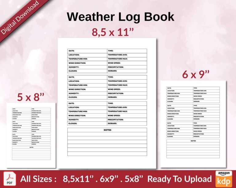 Weather Log Book 120 pages Ready to Upload PDF used as Low Content ...