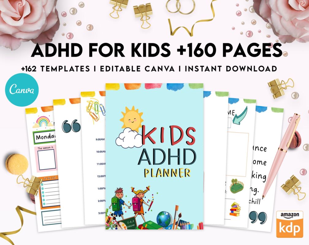Colorful ADHD Planner for kids :160 PDF Pages for School, Tasks, and ...