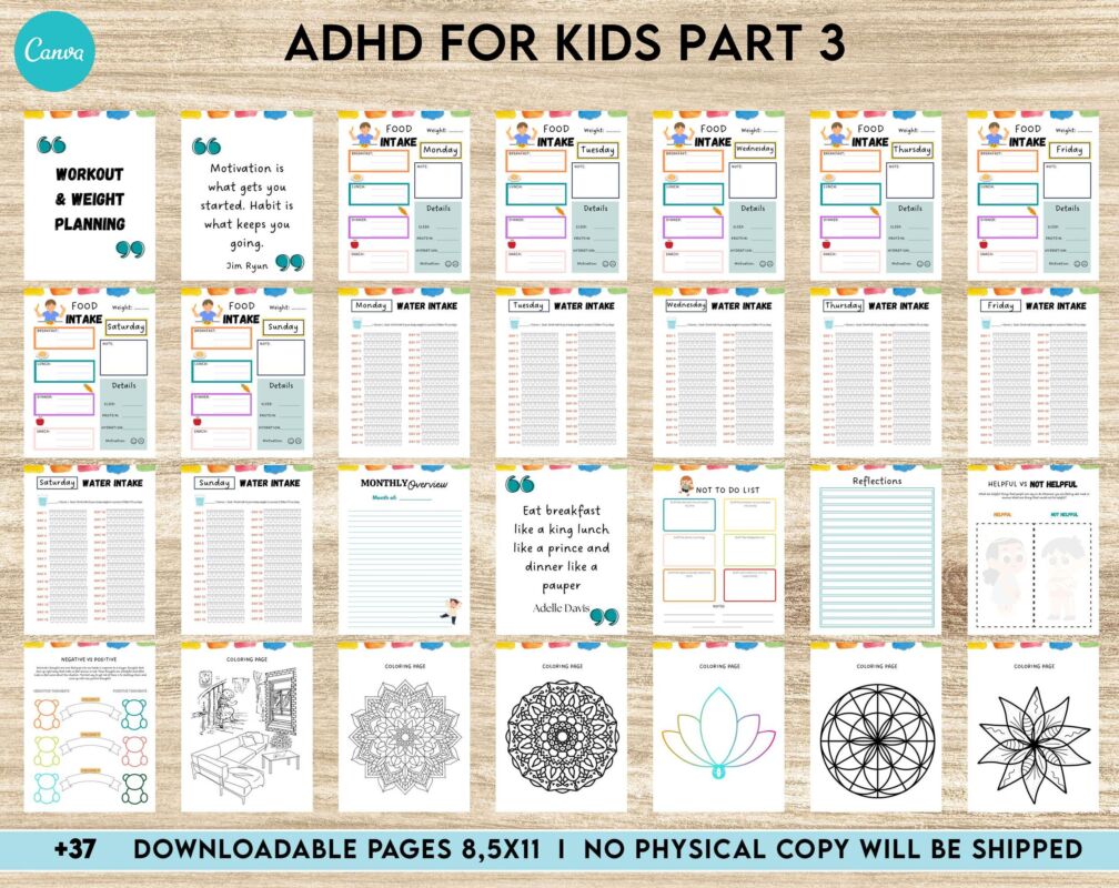 Editable ADHD Planner Templates for Kids: Colorful and Customizable ...