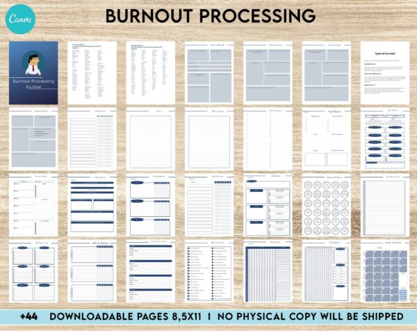 Mindful Burnout Journal: 44 Canva Templates to Manage Stress and Find ...