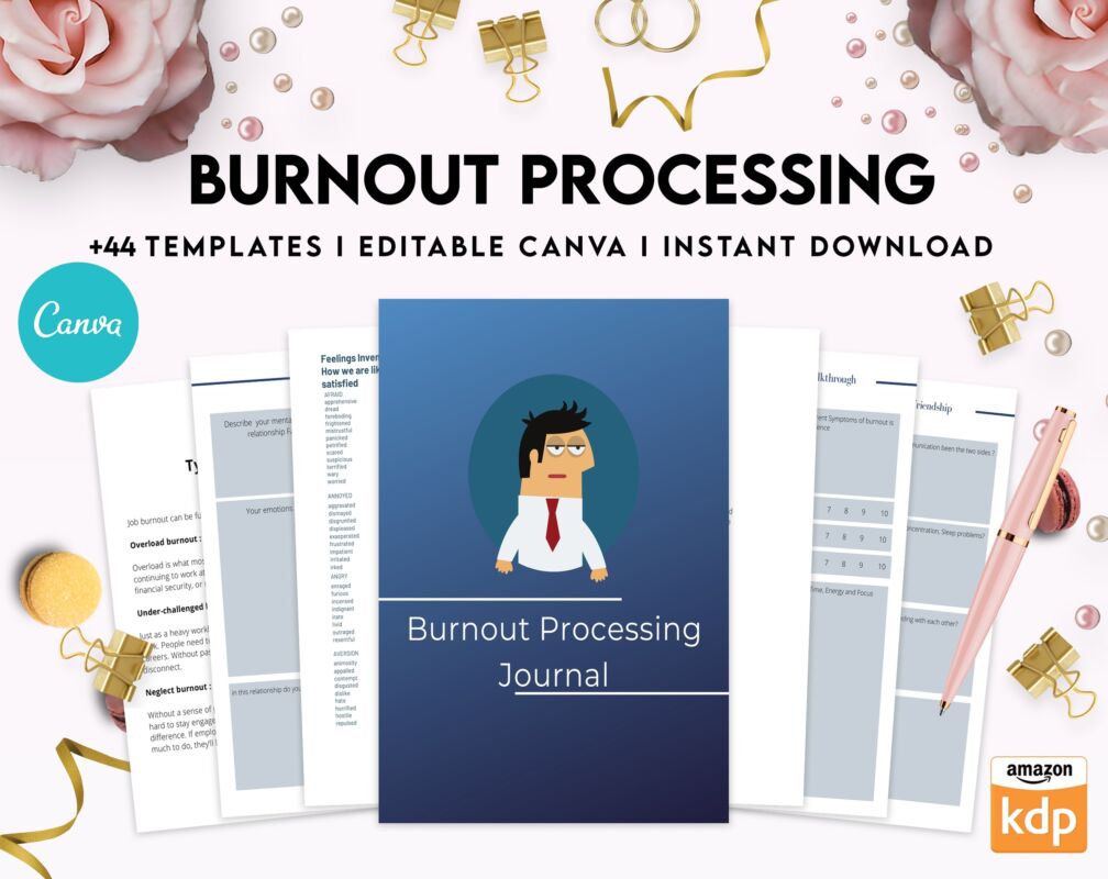 Mindful Burnout Journal: 44 Canva Templates to Manage Stress and Find ...