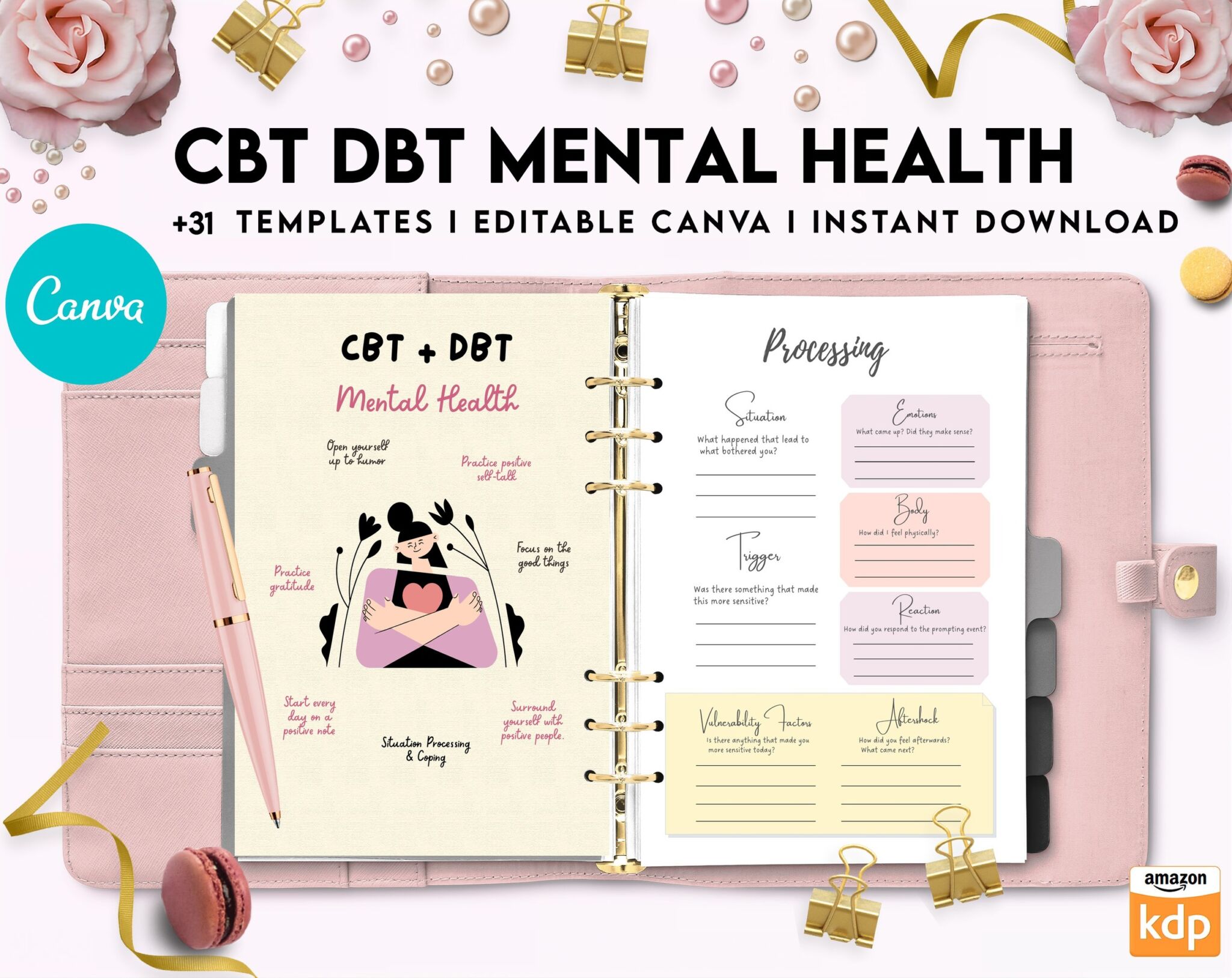 CBT and DBT Mental Health Workbook: 31 Templates of Coping Strategies