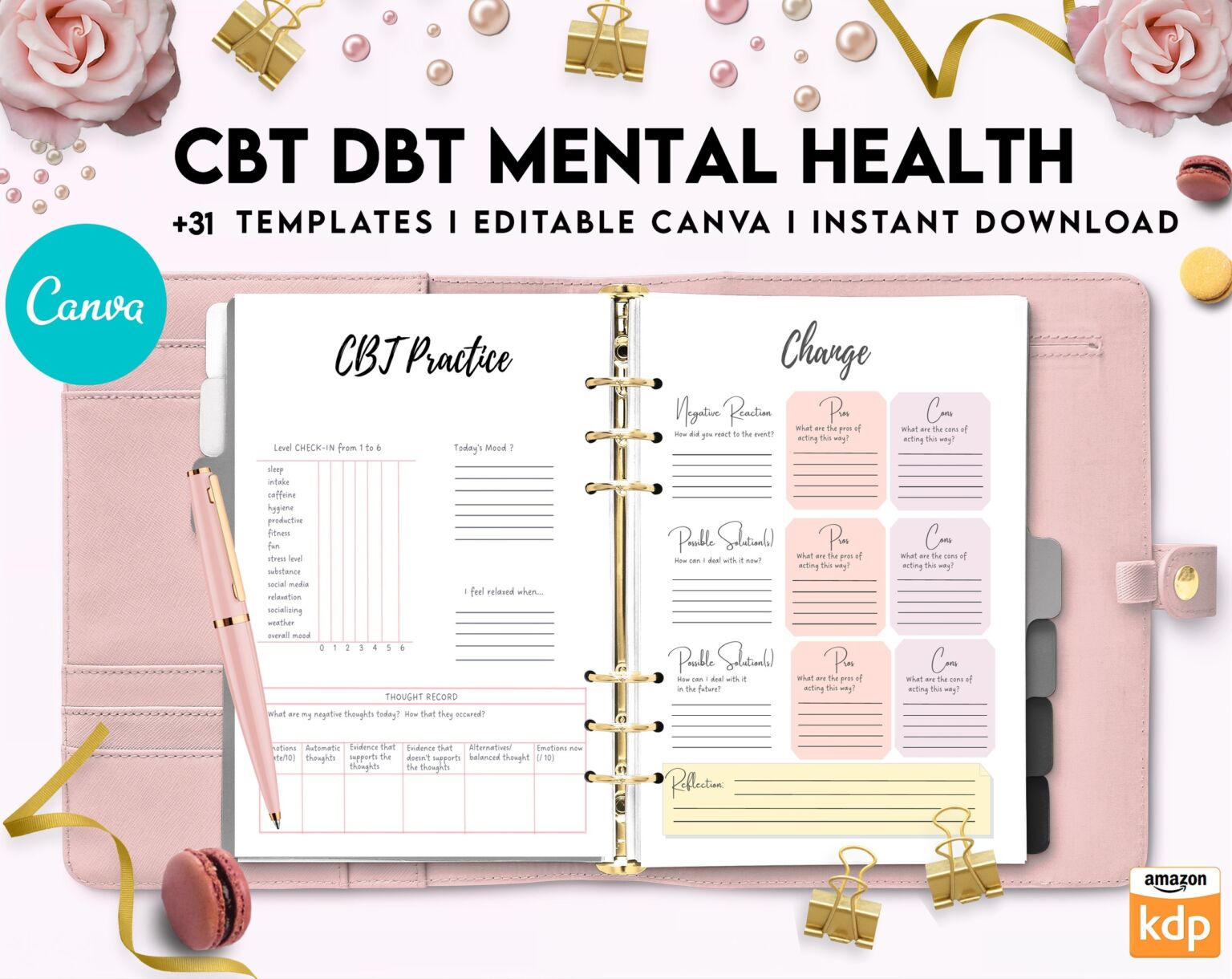 CBT and DBT Mental Health Workbook: 31 Templates of Coping Strategies