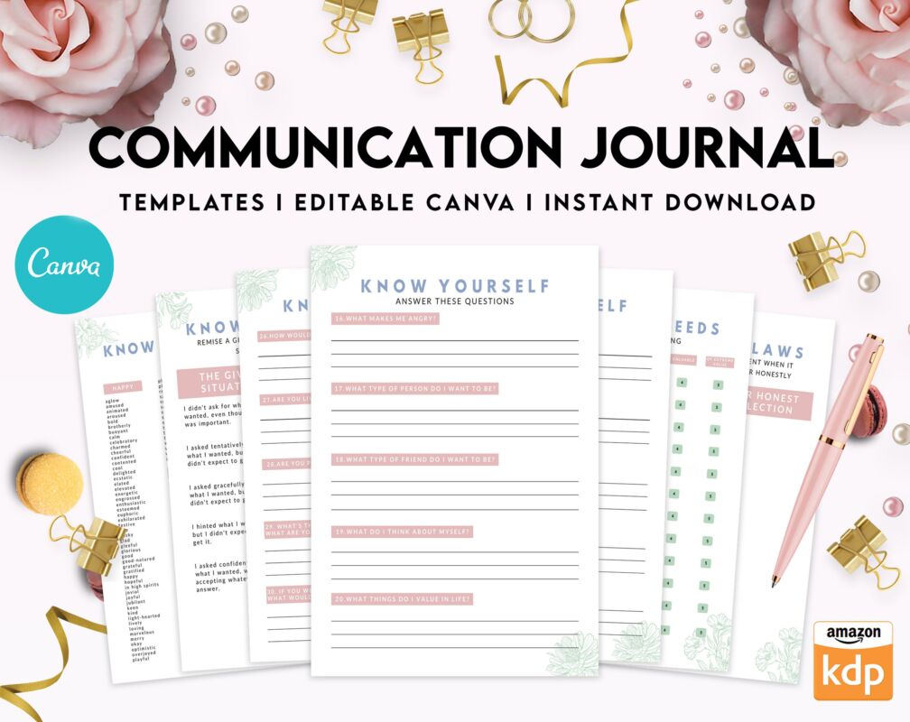 Couples Journal Templates: 26 Pages, 8.5x11 Size | Editable Canva Designs