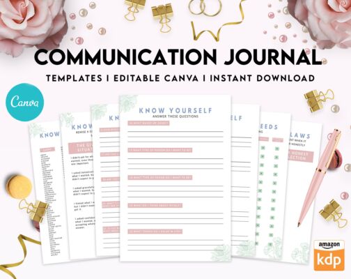 Couples Journal Templates: 26 Pages, 8.5x11 Size | Editable Canva Designs