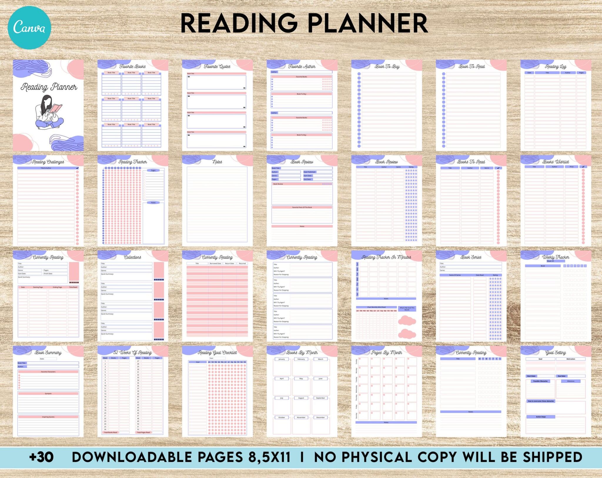 Reading Planner Editable Templates | Reading Journal Tracker | Book ...