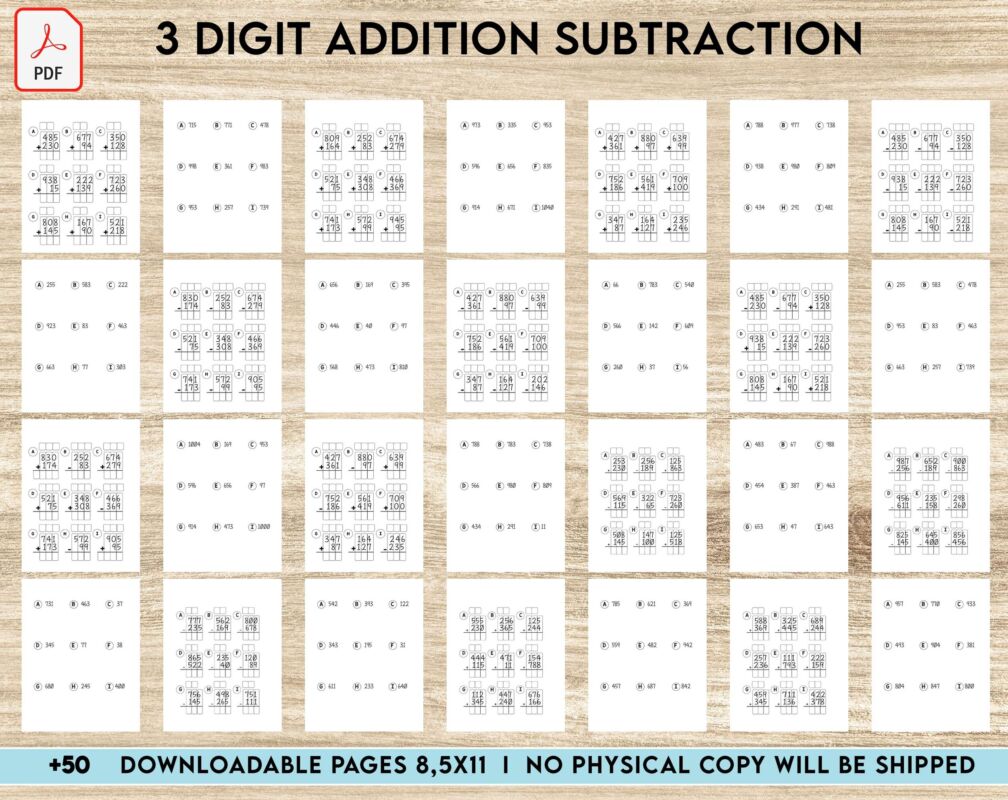 3 Digit Addition and Subtraction Workbook: Fun Activity Book for kids ...