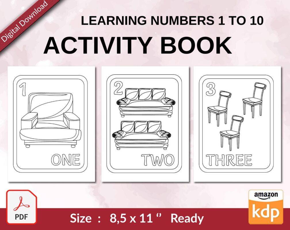 Learning numbers 1 to 10 Activity book PDF File 8.5x11 inch For Kids ...