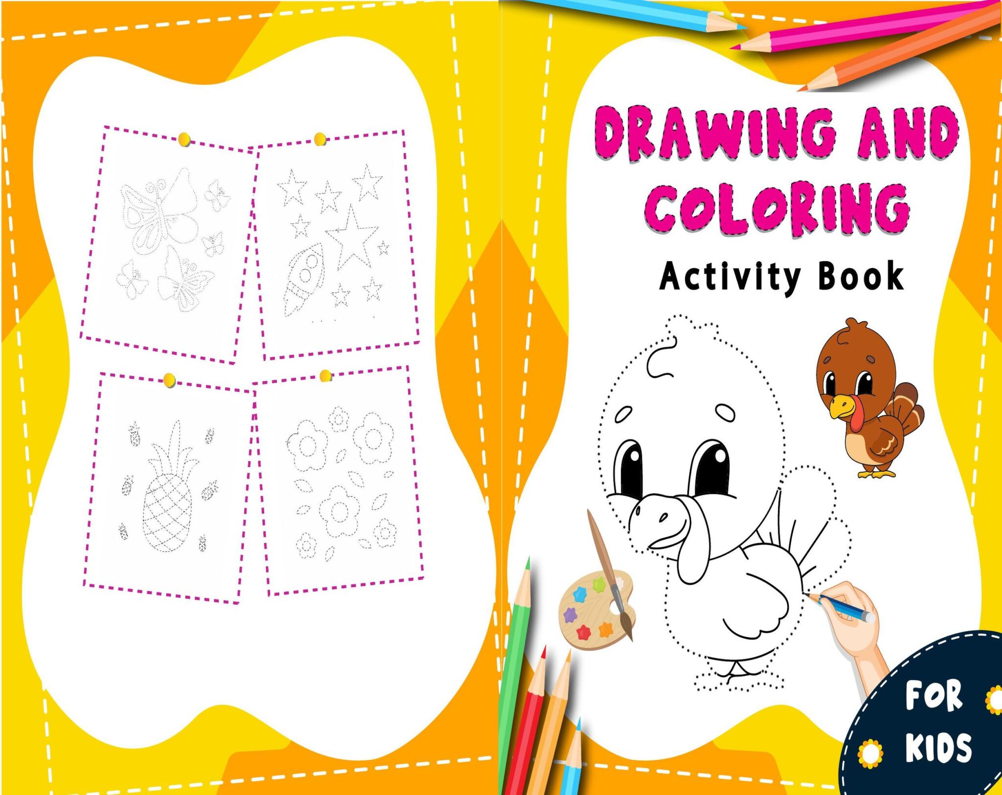 Drawing Coloring Book for Kids | Ages 2-8 | 50-Pages | KDP