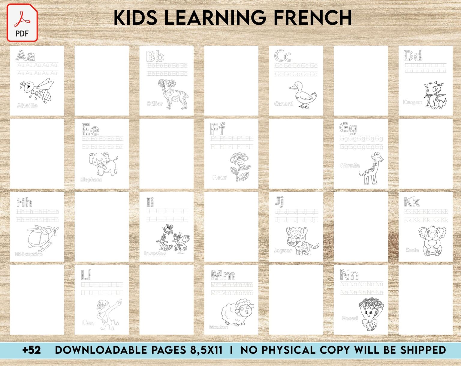 kids learning French Activity book PDF File 8.5x11 inch For Kids aged 2 ...