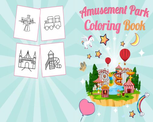 Amusement Park Coloring Pages: 8.5x11 PDF for Kids - KDP Ready