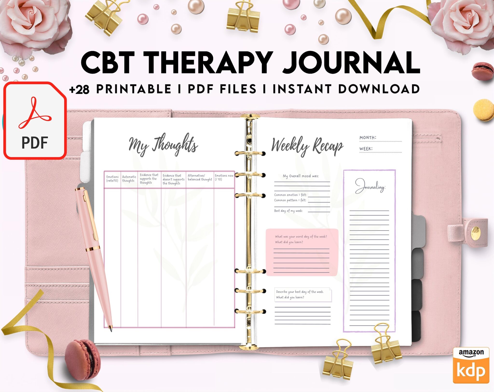 CBT Worksheet PDF: 28-Pages Journal and Therapy worksheets for CBT - 8. ...
