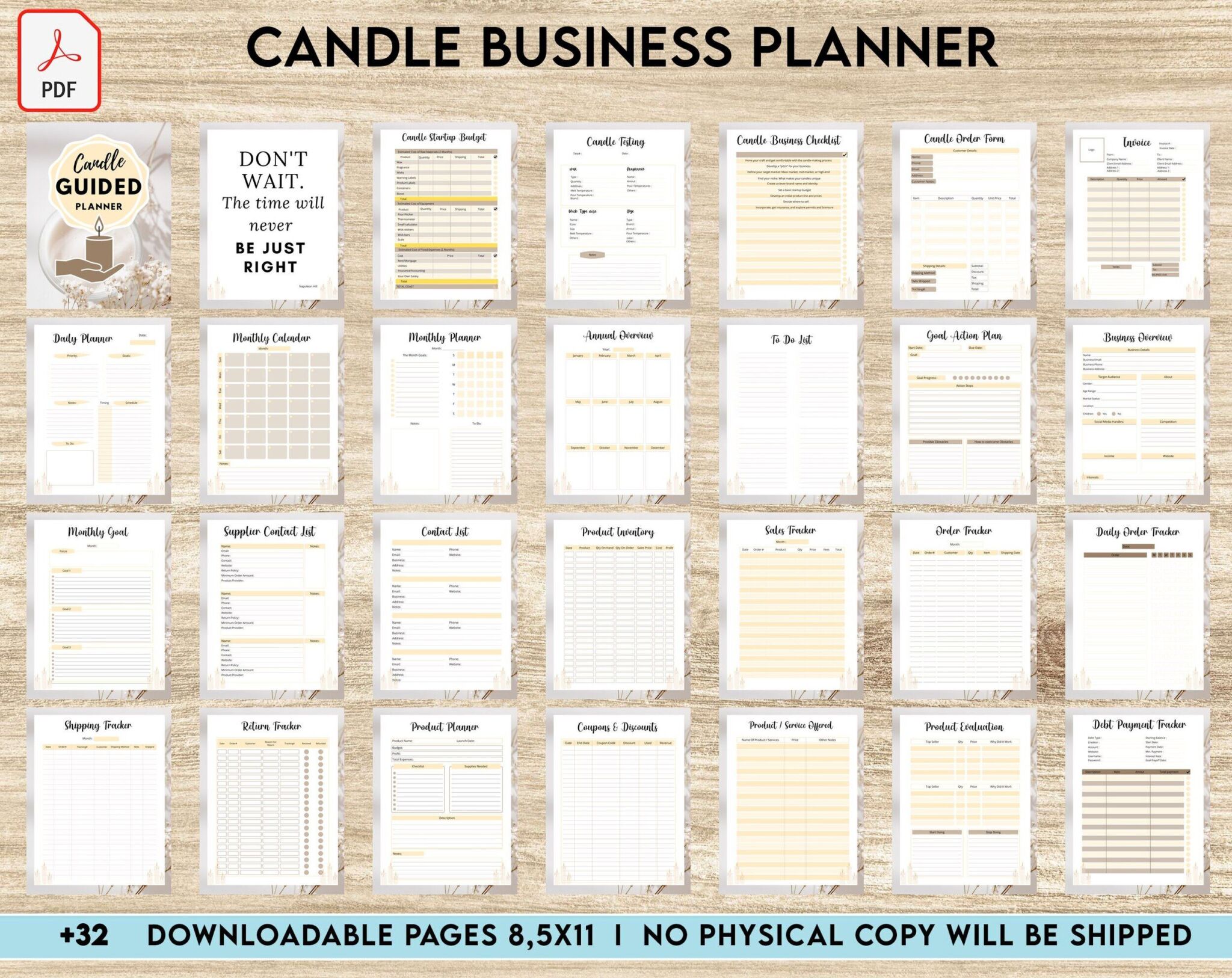 Candle Business Planner PDF: 32-page PDF with Order Form, Invoice, and ...