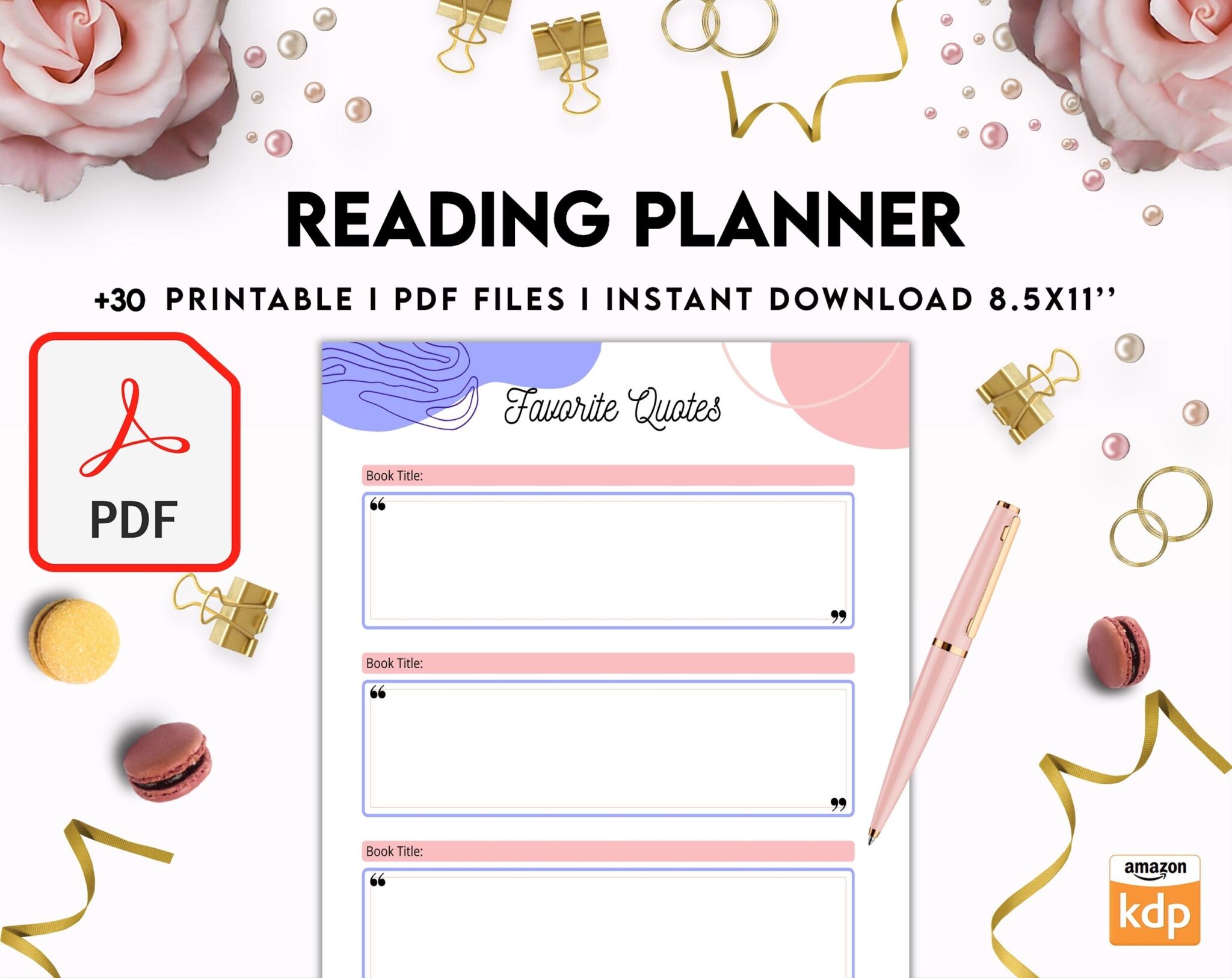 Reading Planner 8x11 inch pages size | Reading Journal Tracker | Book ...
