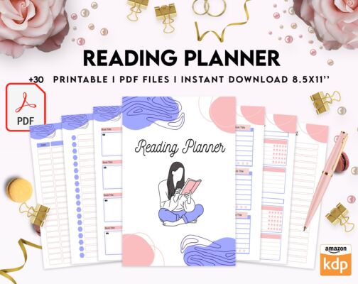 Reading Planner 8x11 inch pages size | Reading Journal Tracker | Book ...