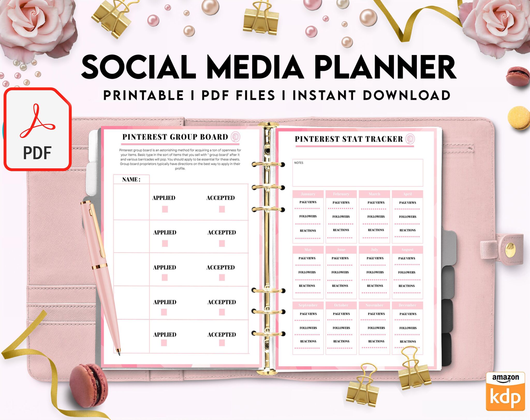 Social media planner, Social media journal, Weekly planner, Post ...