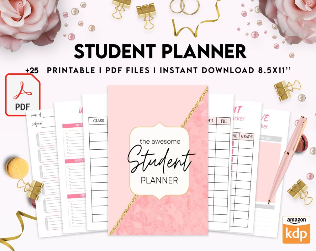 Student Planner , Weekly Schedule, Grade Tracker, Assignment Tracker, Study Planner, Class ...