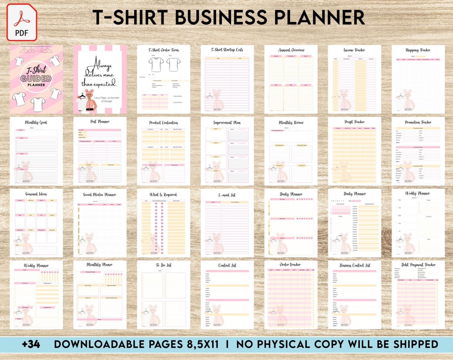 T-shirt Business Planner Template, T-shirt Order form, Invoice, Tracker ...