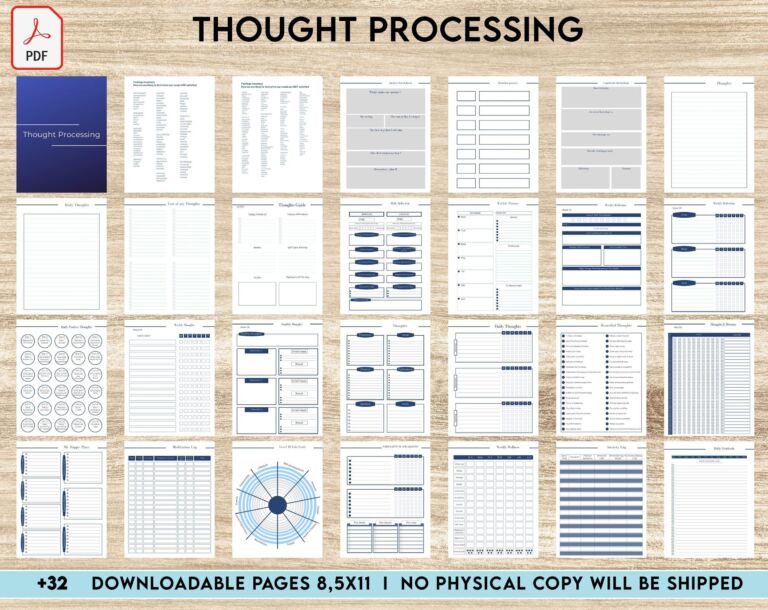 Thought Processing Journal Pages for daily self care, mental health ...