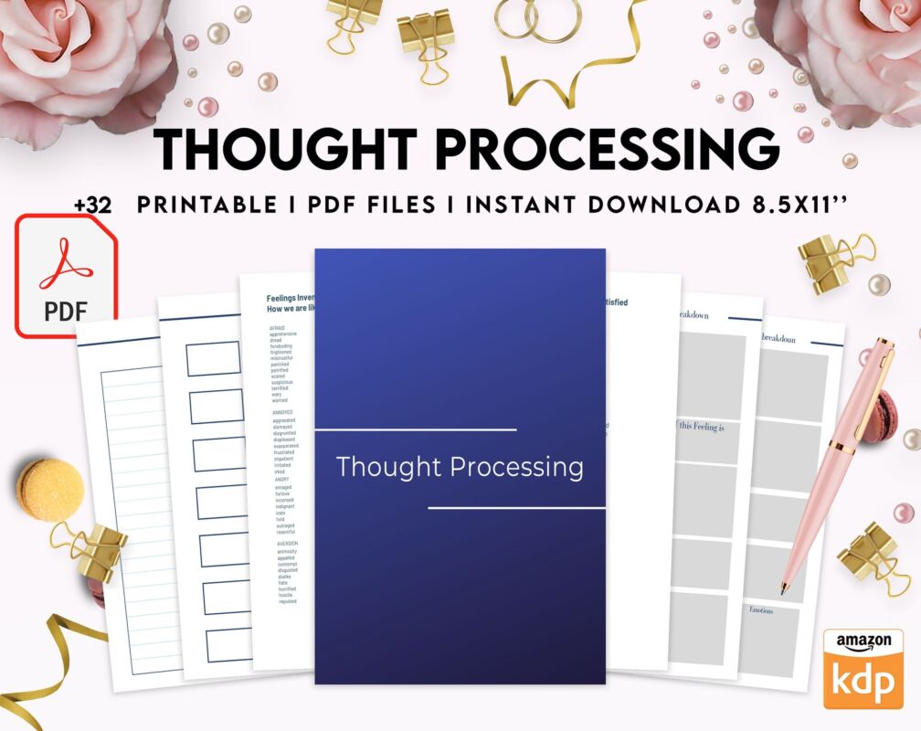 Thought Processing Journal Pages for daily self care, mental health ...