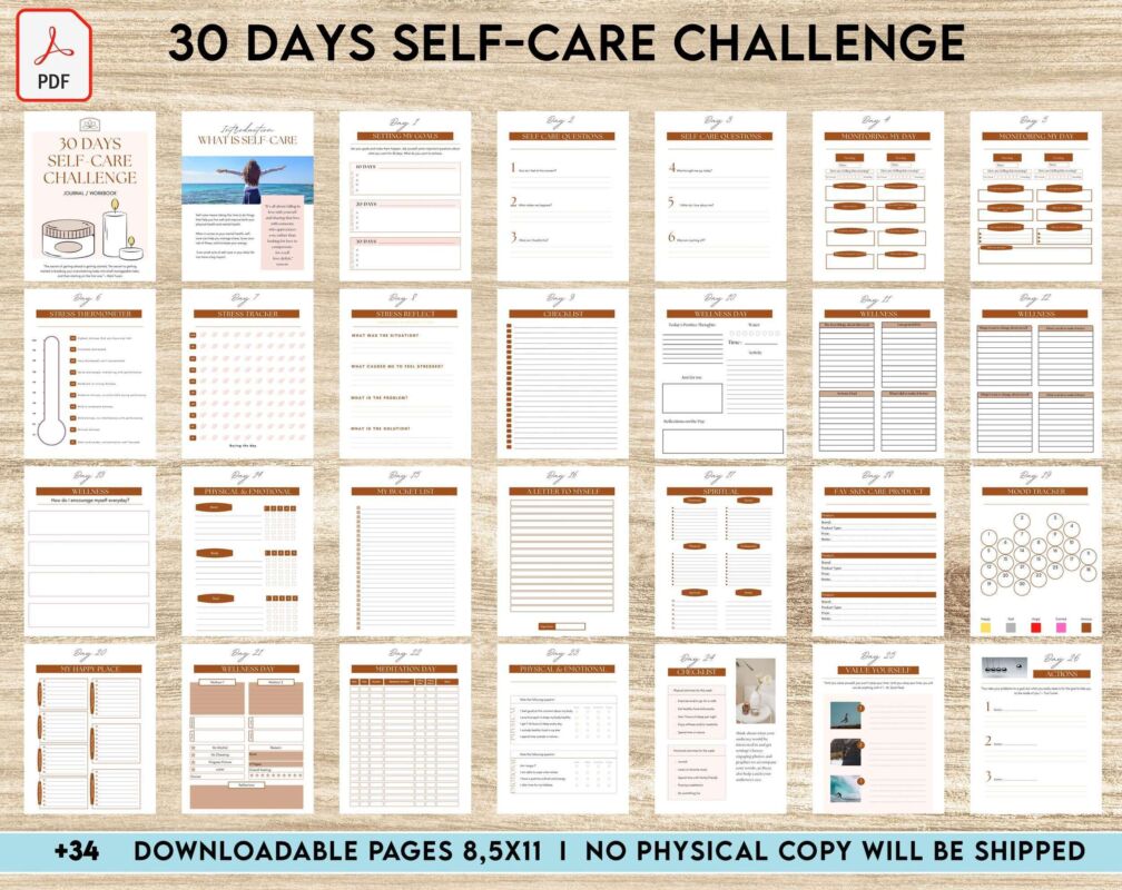 30 Day Self-care Challenge, Self care journal, self care planner ...