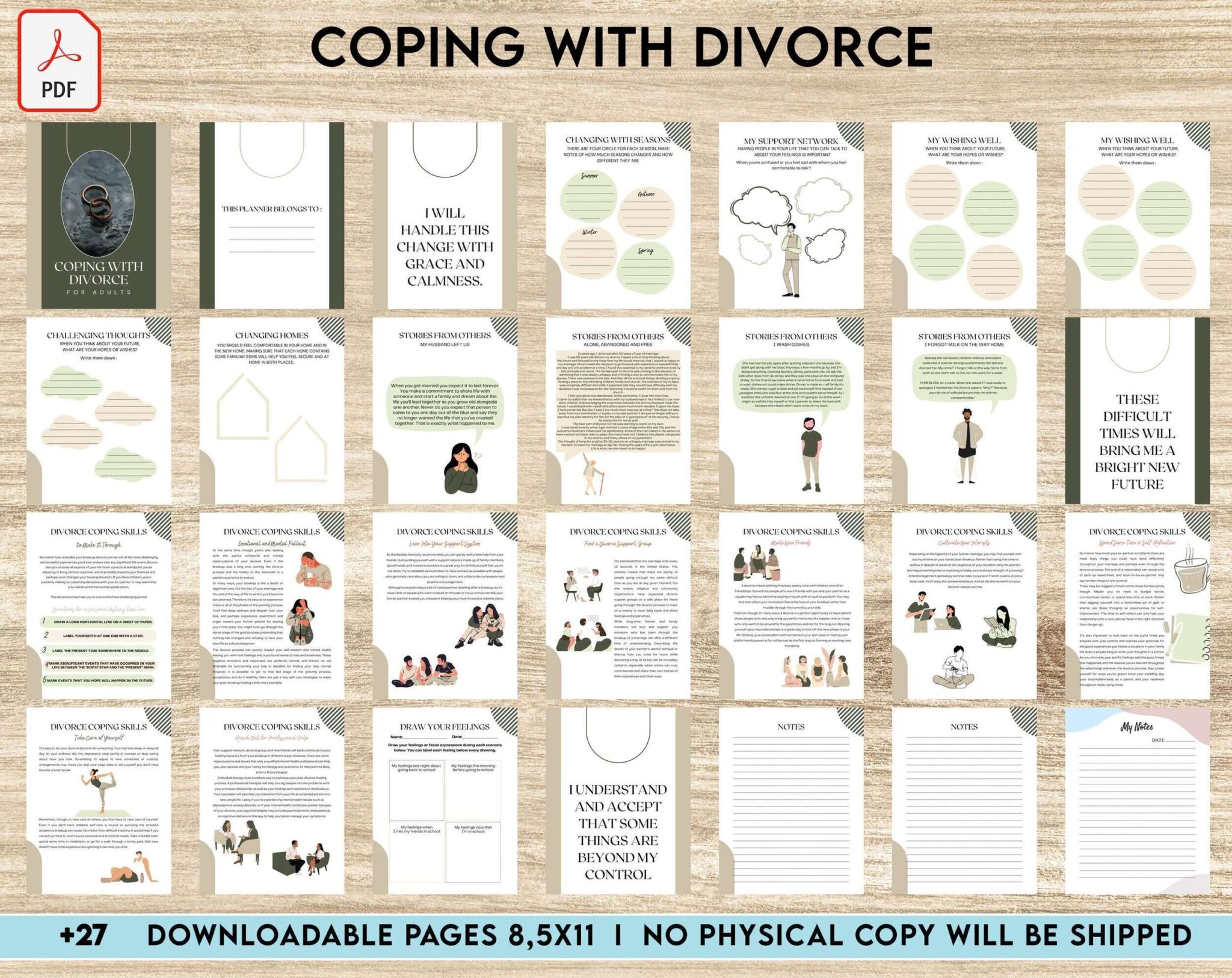 Coping with Divorce Journal: PDF Guide | 8.5x11 | KDP Interior