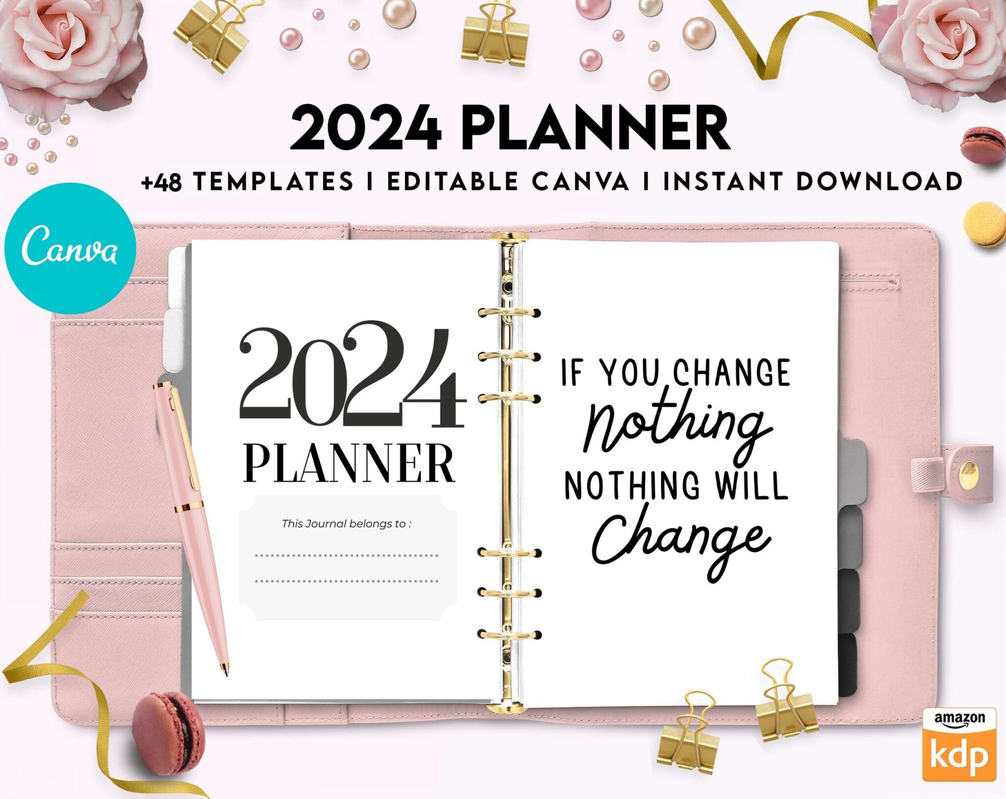KDP Planner Interior: Editable 2024 Canva Templates | 8.5x11 Printable ...