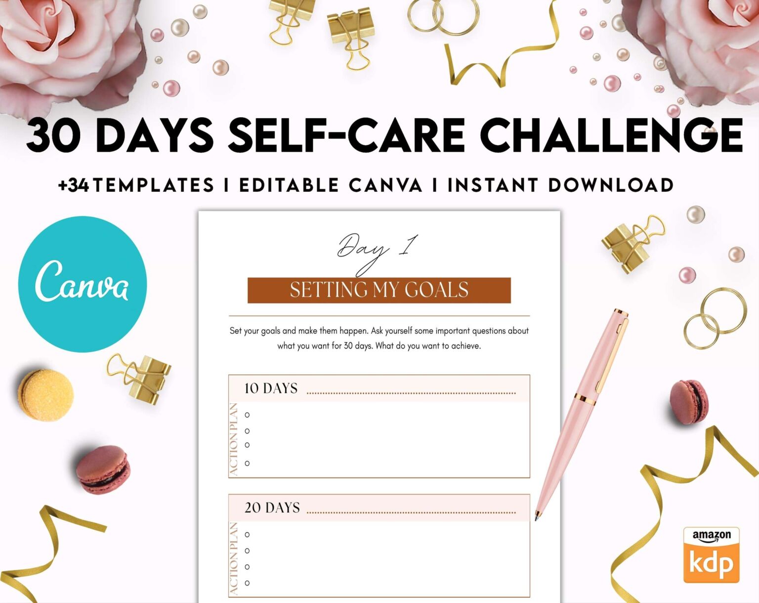30 Day Self Care Challenge : Elevate Your Mind and Body with Planners ...
