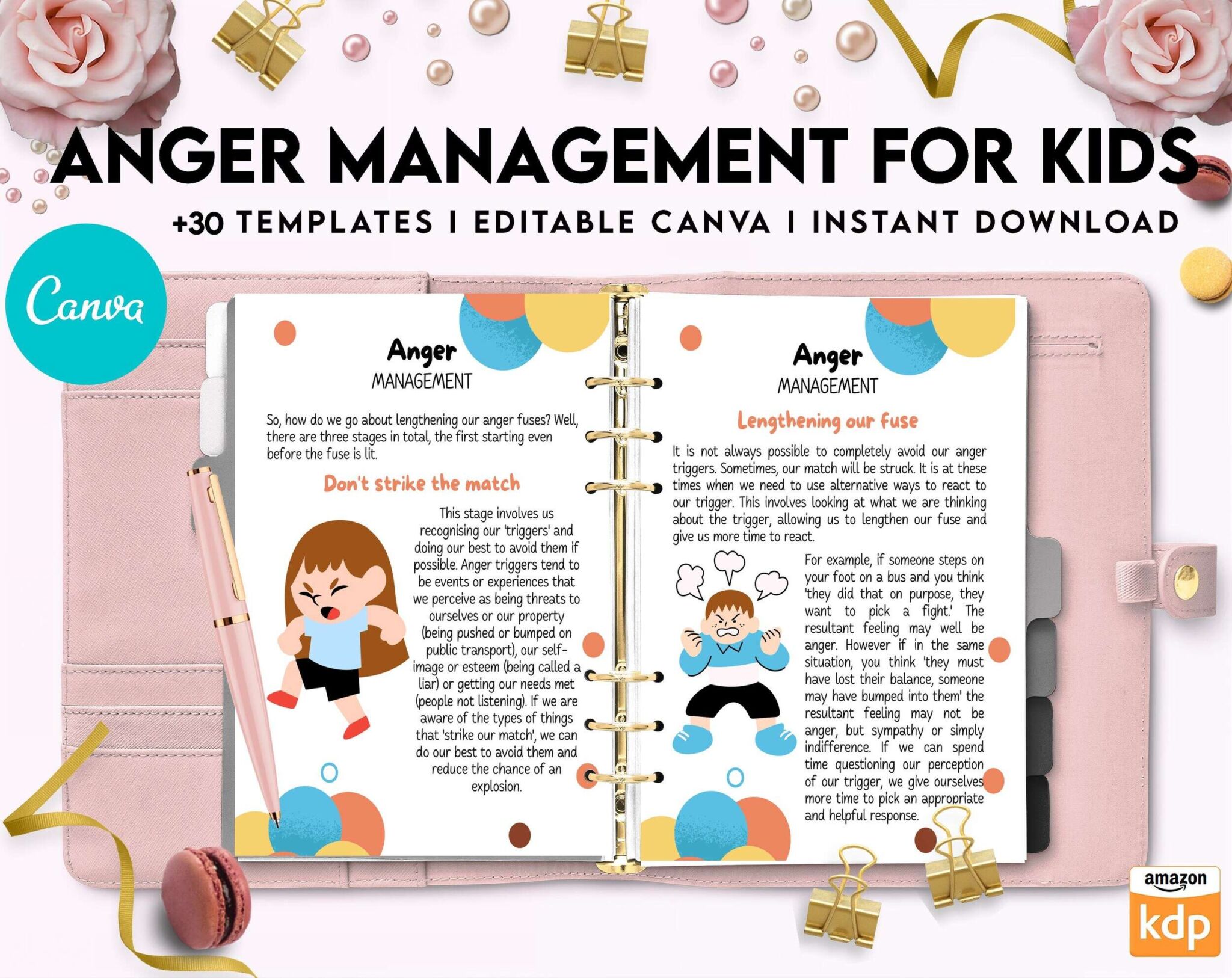 Kids Therapy Journal: 30 Canva Editable Templates for Emotional Health ...