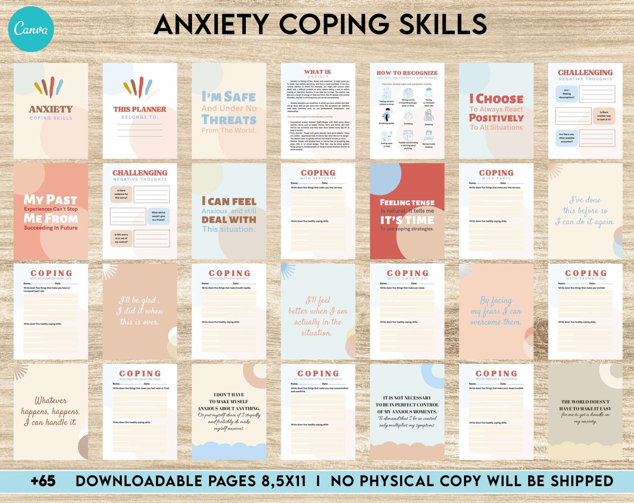 Wellness Journal Template - Coping Skills For Anxiety - KDP