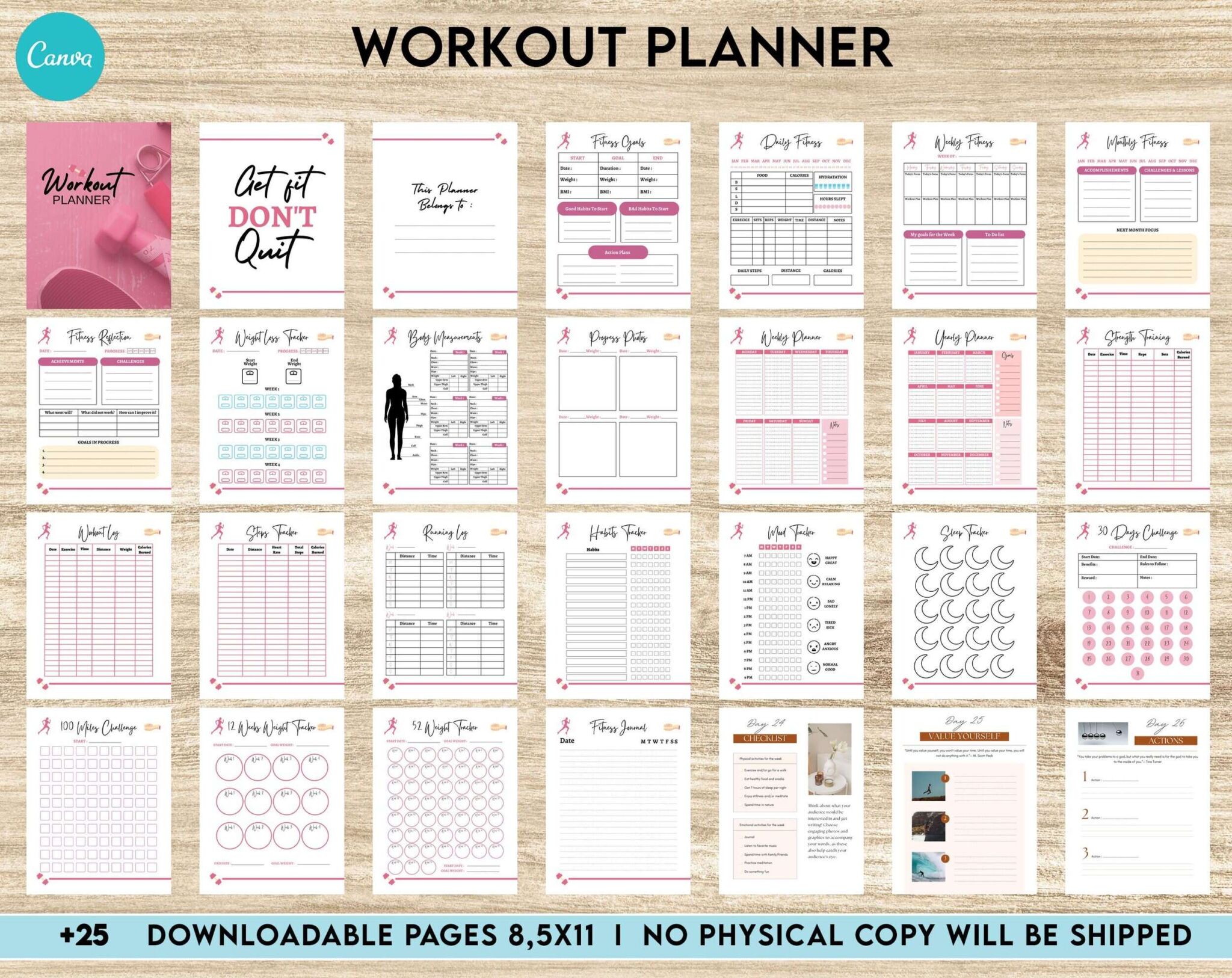 Workout Planner, exercise tracker , Fitness Journal, workout journal ...
