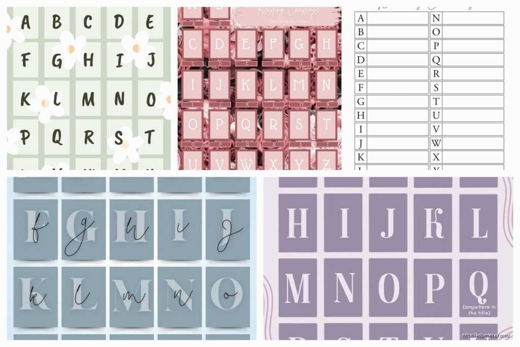 A to Z Book Challenge Template: Alphabet Reading Challenge KDP Interior