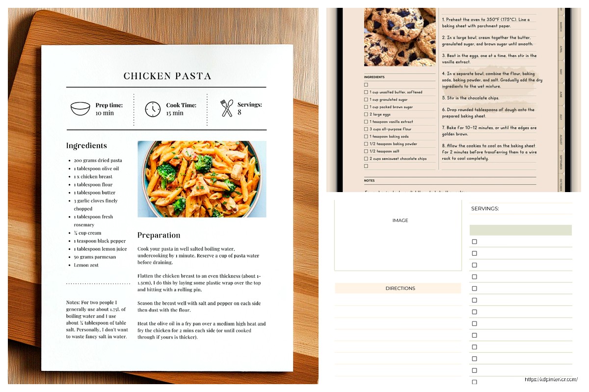 Online Cookbook Template: Digital Recipe Books KDP Interior